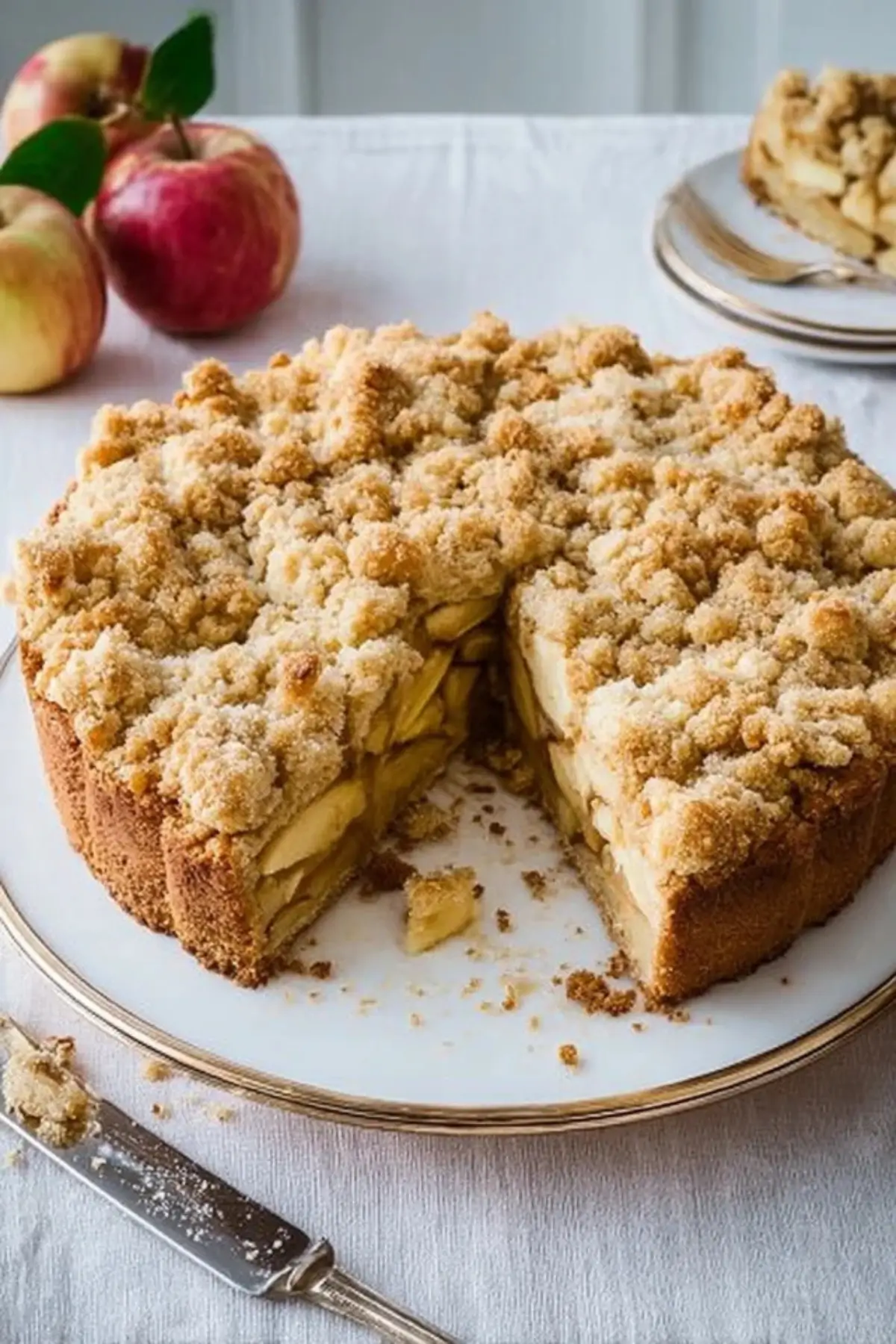 Stilvolle Murbeteig Apfelkuchen Mit Streusel Fotos