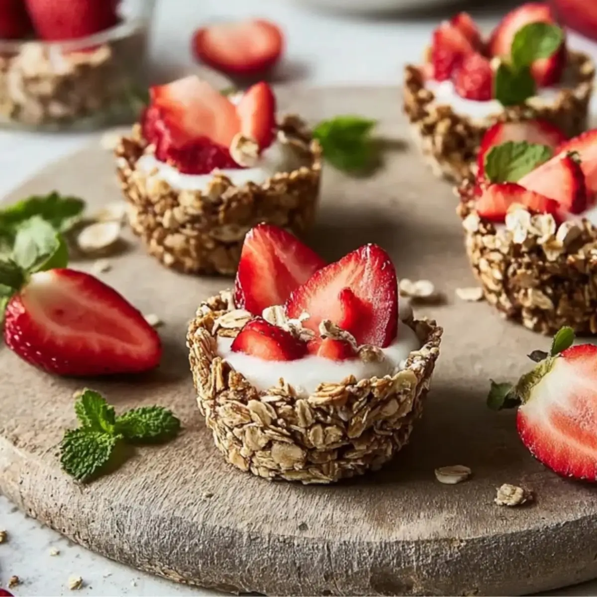 Granola Cups mit Haferflocken und Erdbeeren - Kochkomplizin
