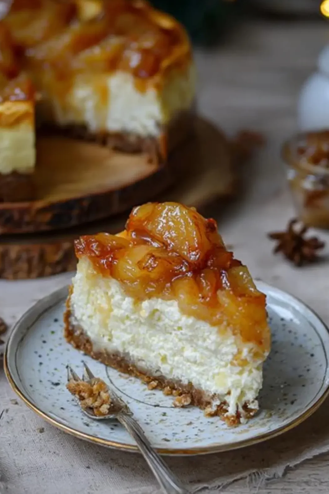 Weihnachtlicher Käsekuchen mit Bratapfel - Kochkomplizin