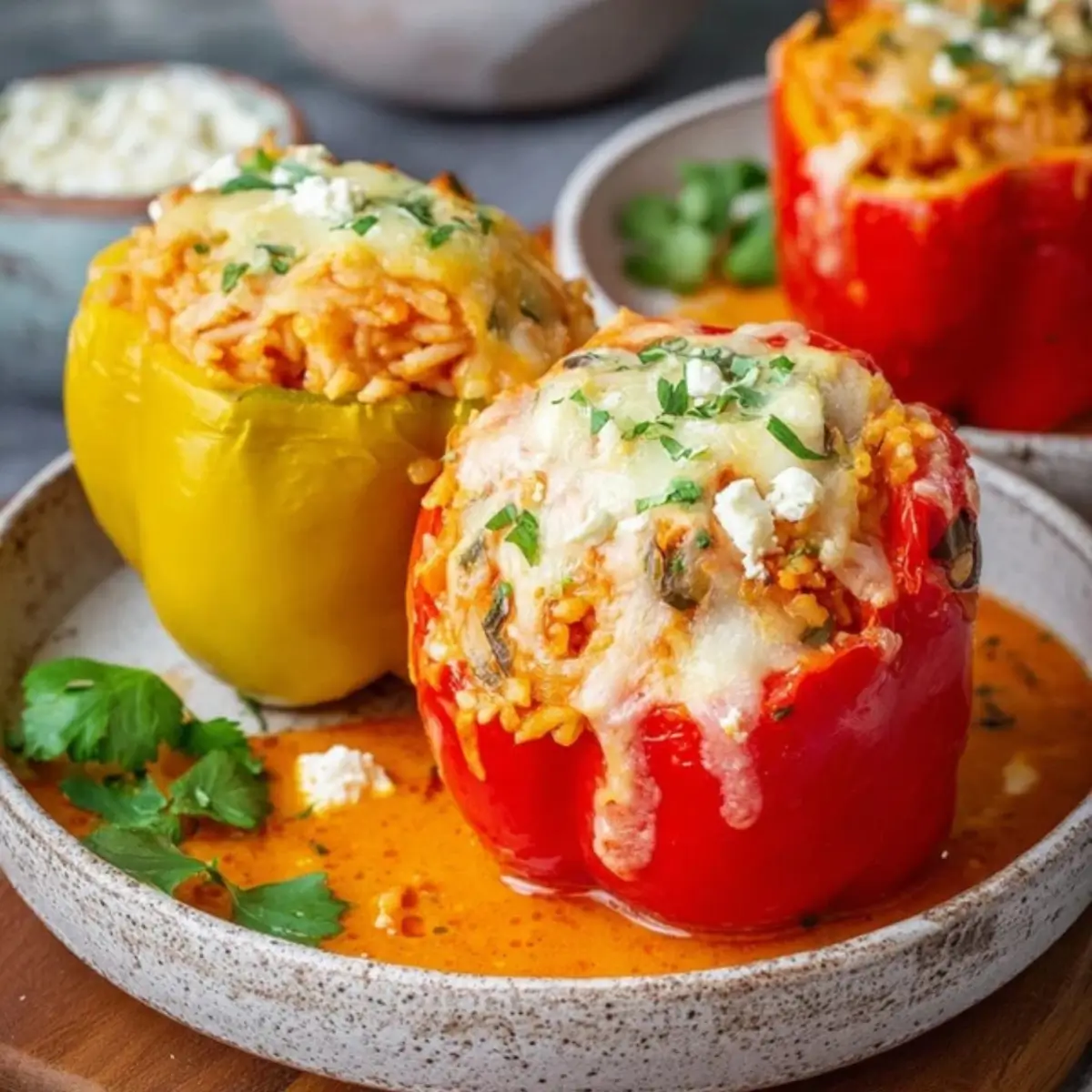 Vegetarisch gefüllte Paprika mit Reis und Feta – einfaches Ofengericht ...