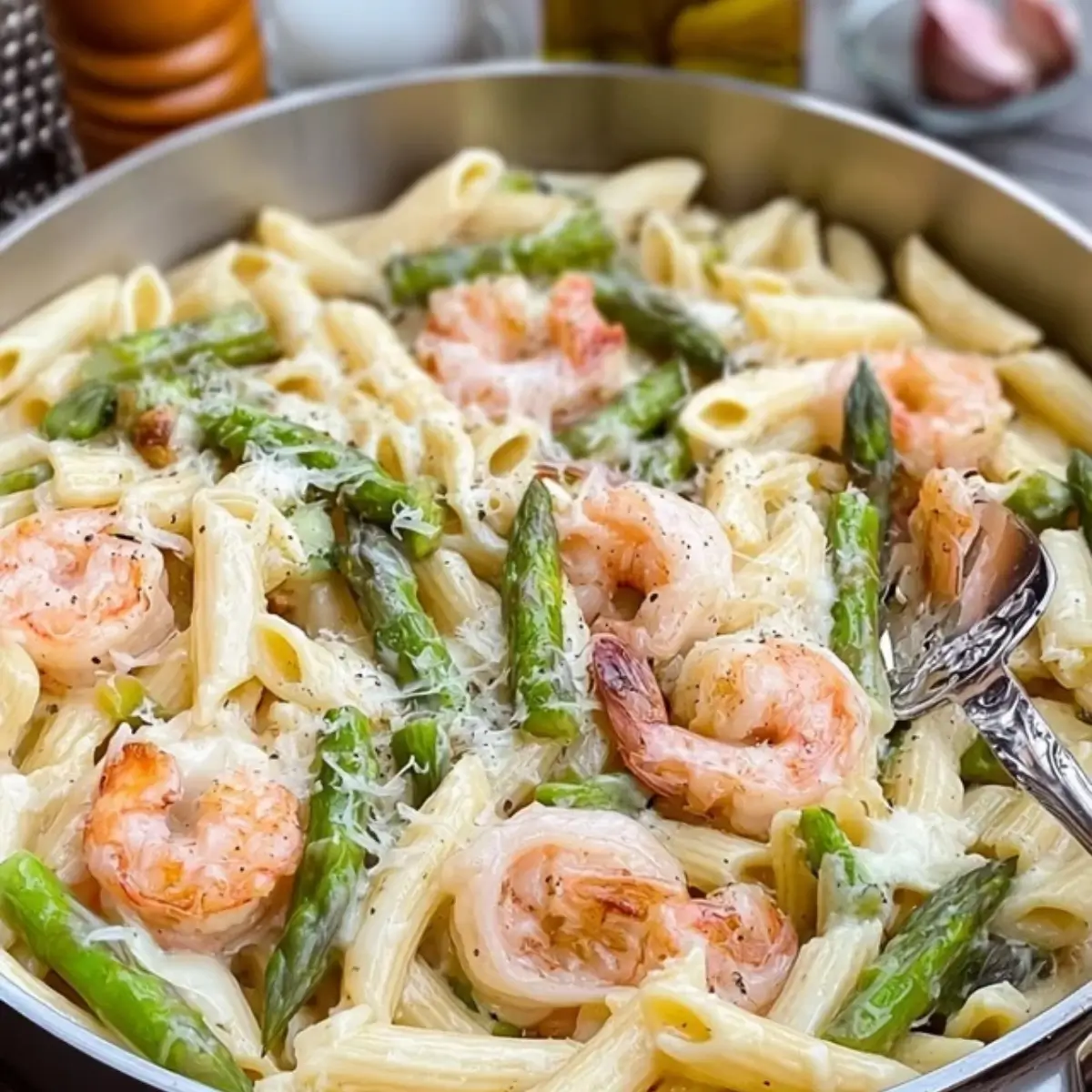 Pasta Mit Grunem Spargel Tomaten Und Garnelen